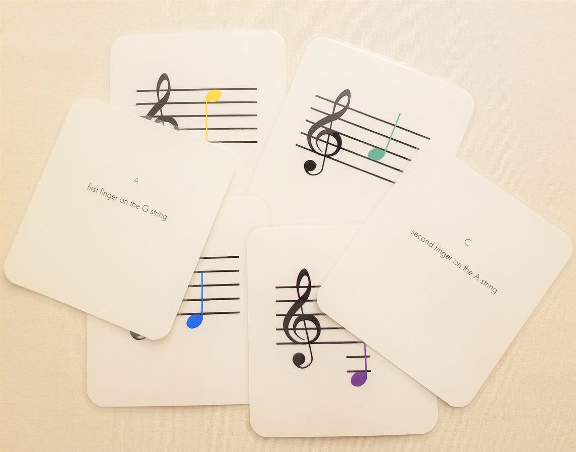Violin Music Reading Flash Cards Color - Etsy
