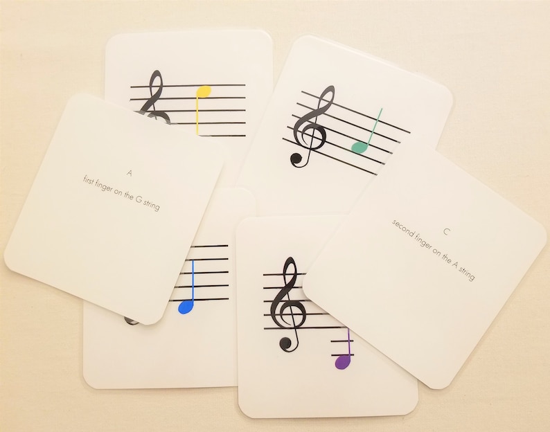 Violin Music Reading Flash Cards Color - Etsy