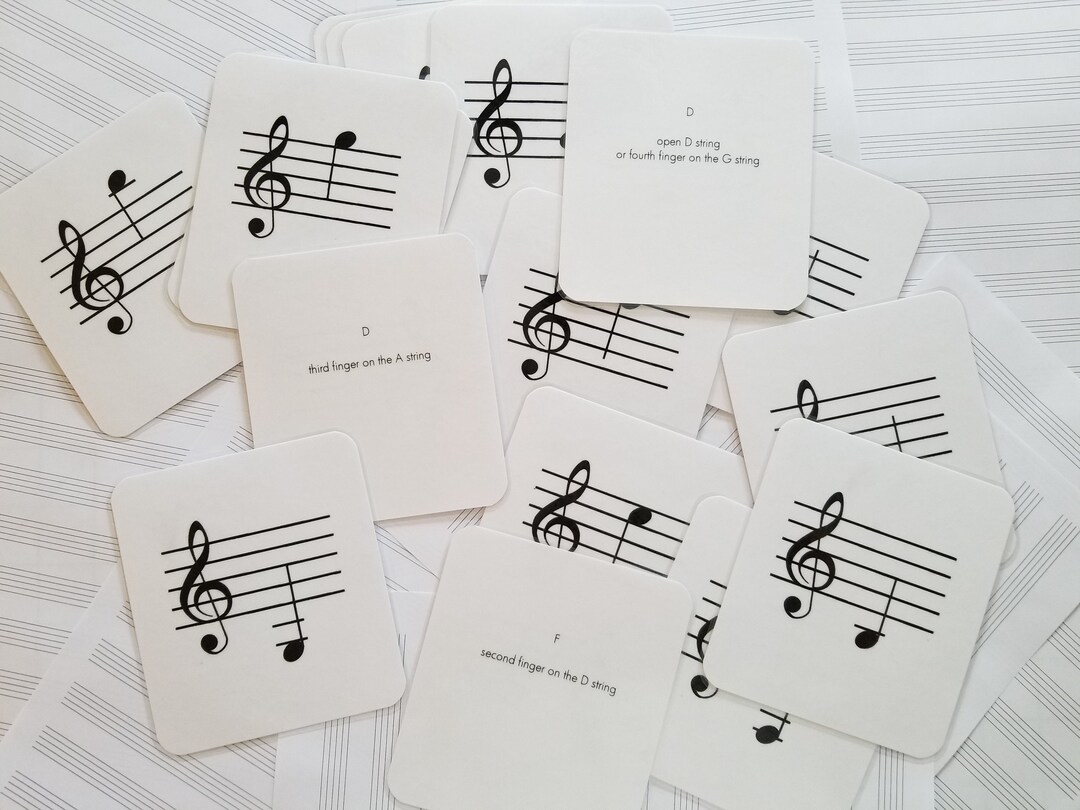 Violin Music Note Flash Cards Treble Clef - Etsy