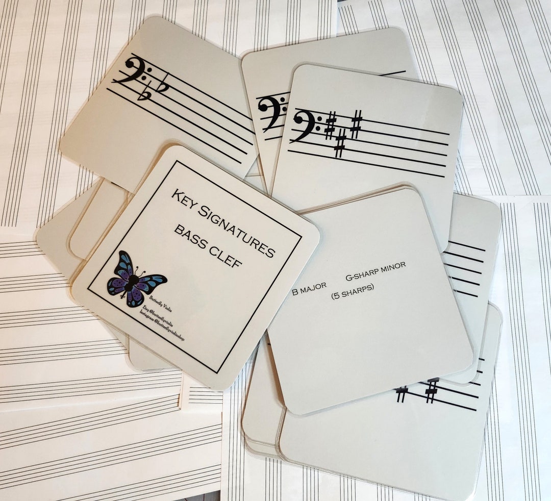 Key Signature Flash Cards - Bass Clef - Etsy