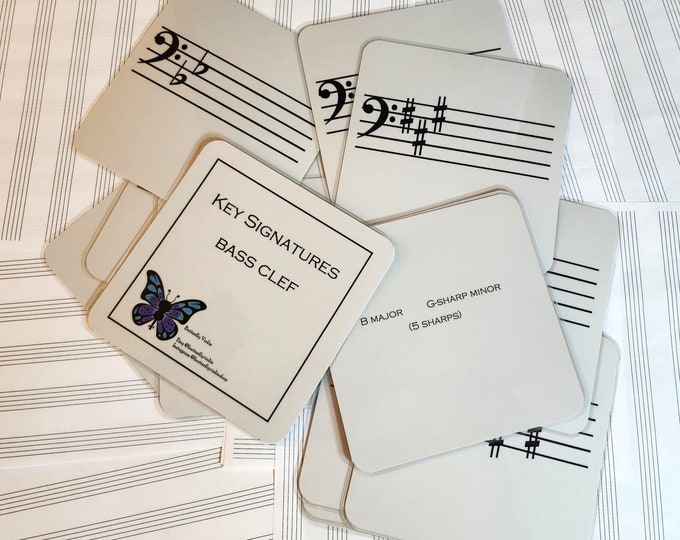 Key Signature Flash Cards - Bass Clef - Etsy