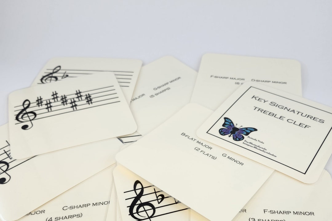 Key Signature Flash Cards - Treble Clef - Etsy
