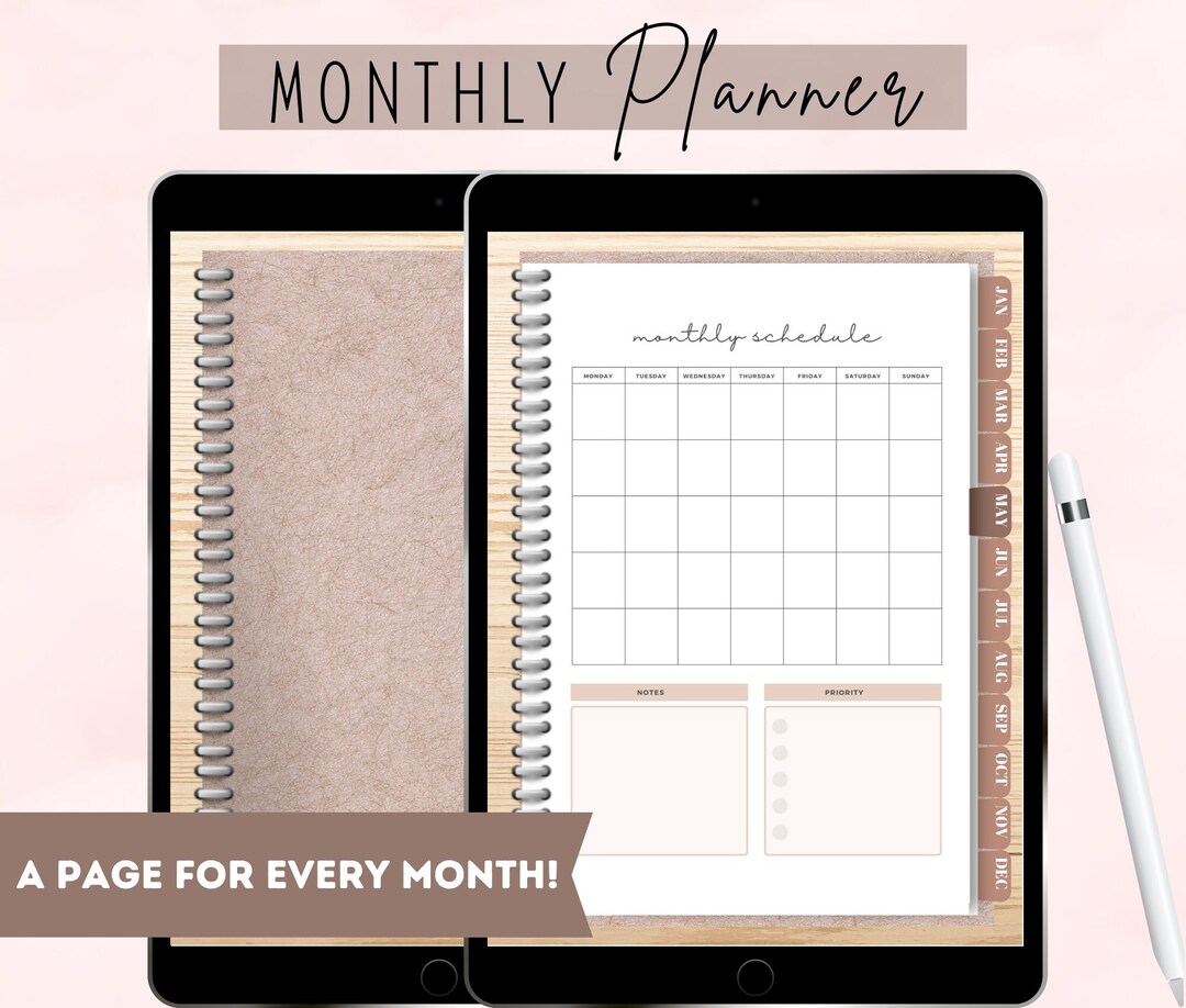 Editable Monthly Planner Template Canva Bright Design DIY - Etsy