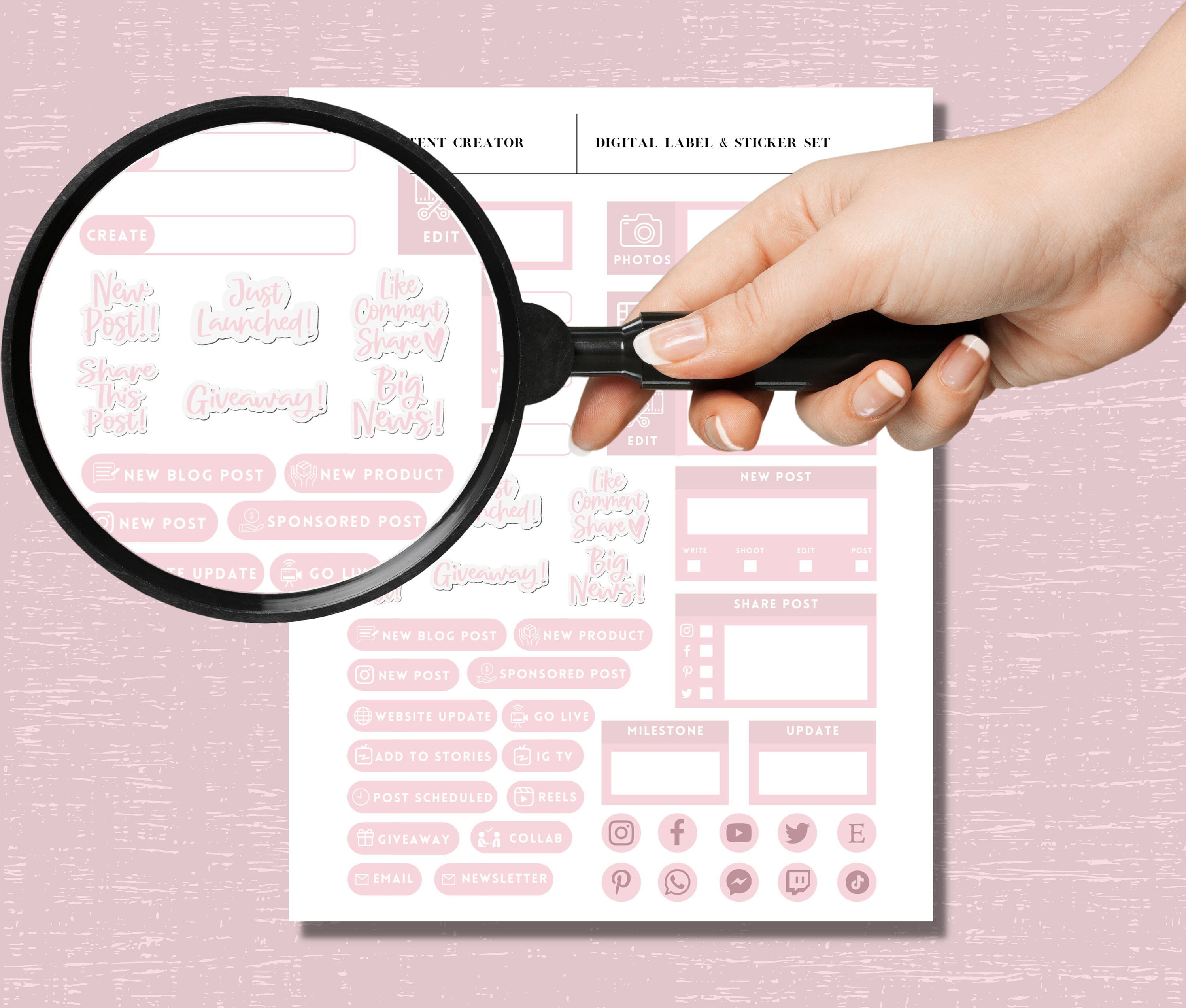 Content Creator Digital Stickers for Social Media Planning Goodnotes ...