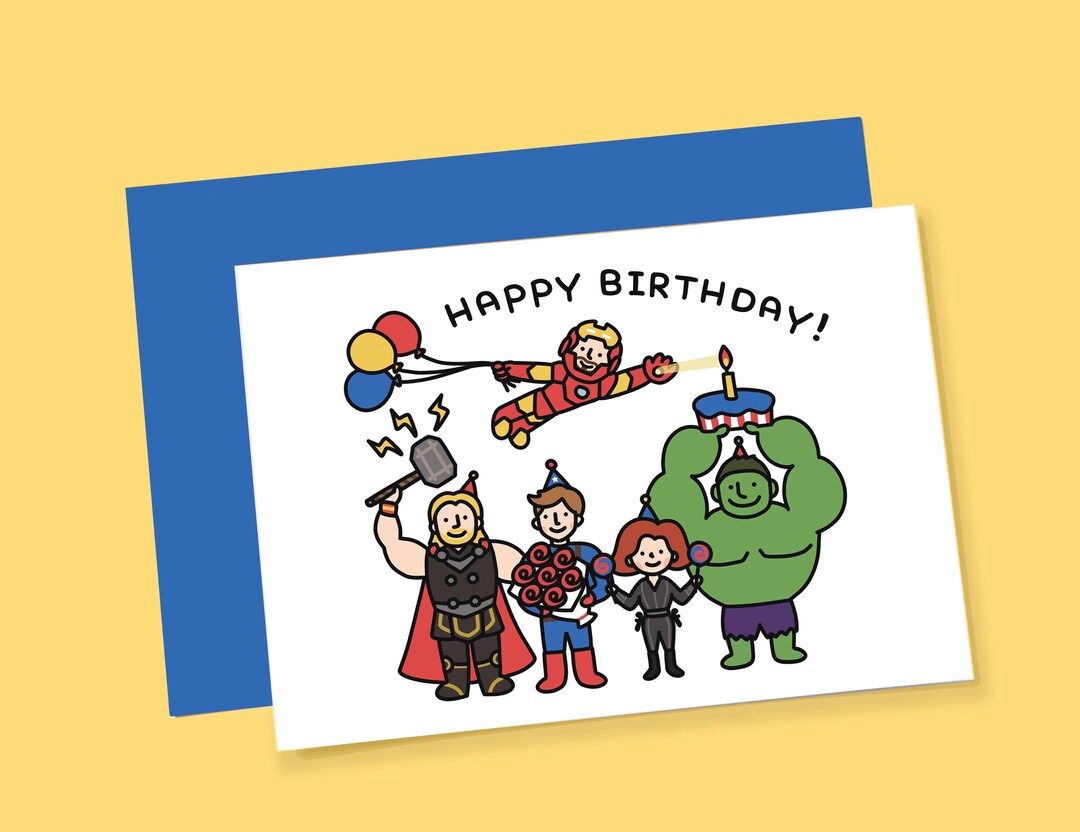 Avengers Printable Birthday Card- Superhero Birthday Card - Marvel Boy ...