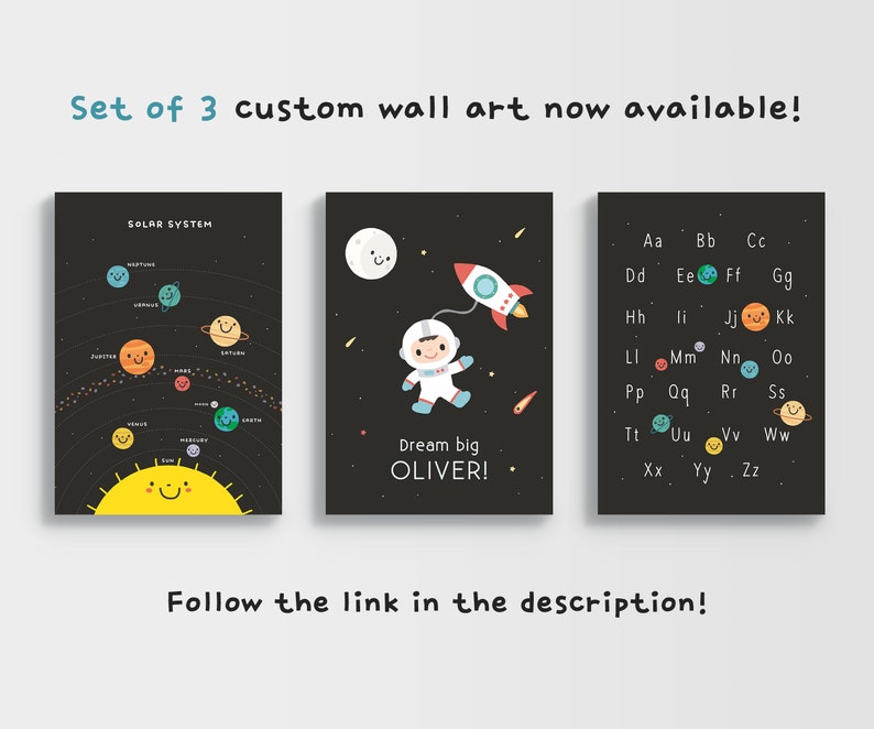 Space Themed Alphabet Print - ABC Wall With Planets - Children Space ...