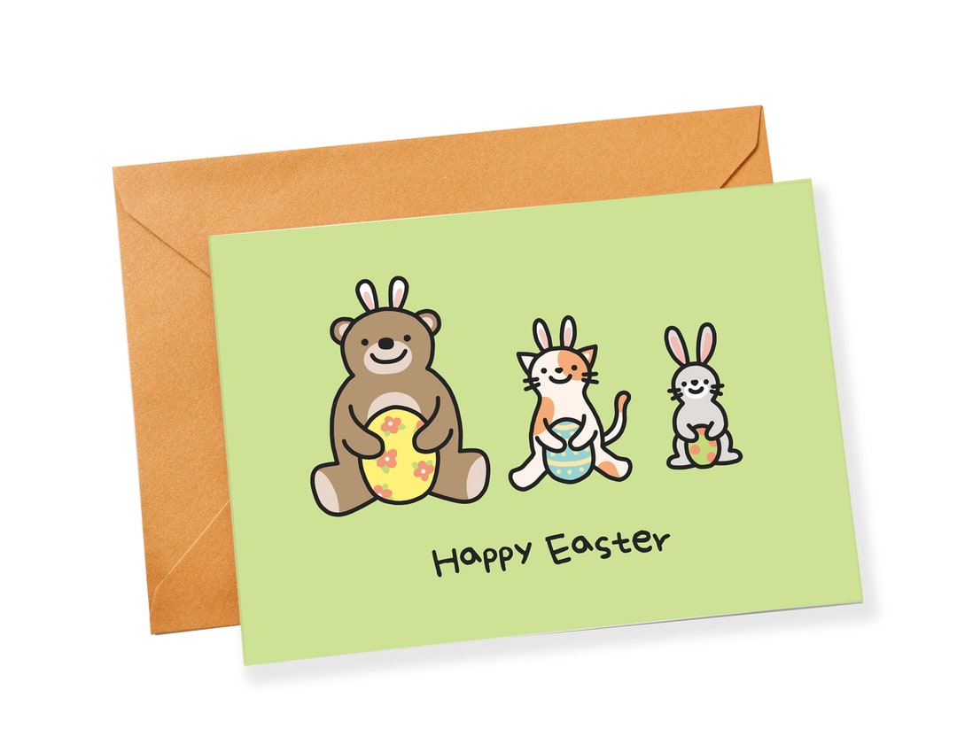 Printable Easter Day Card - Happy Easter Card - Easter Bunny Card ...