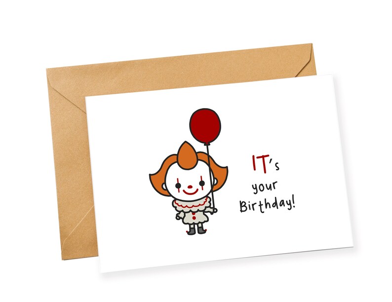 Scary Clown Birthday Card - Horror Movie Birthday Card - Printable ...
