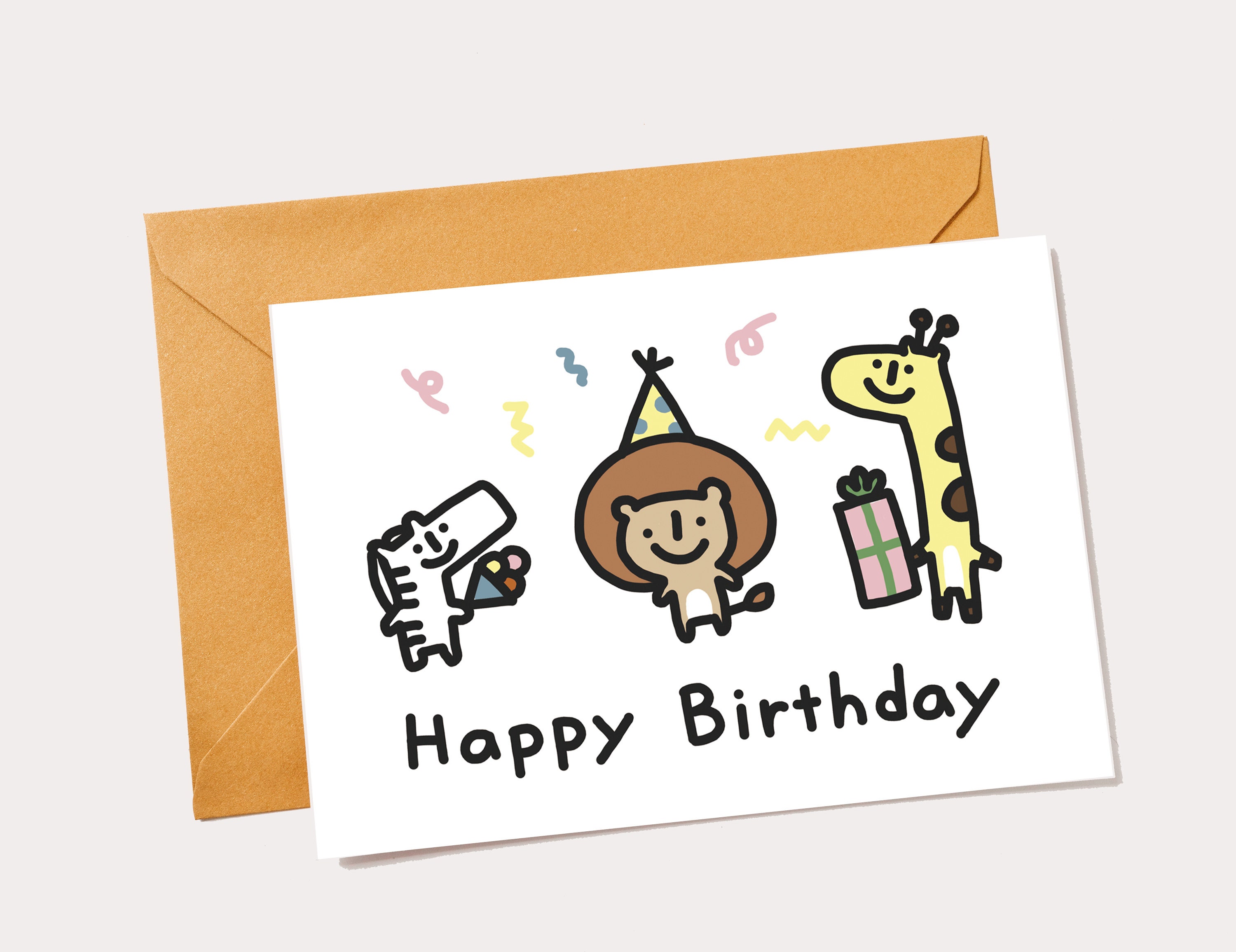 Safari Animal Birthday Card - Zoo Animals Birthday Card - Lion Birthday ...