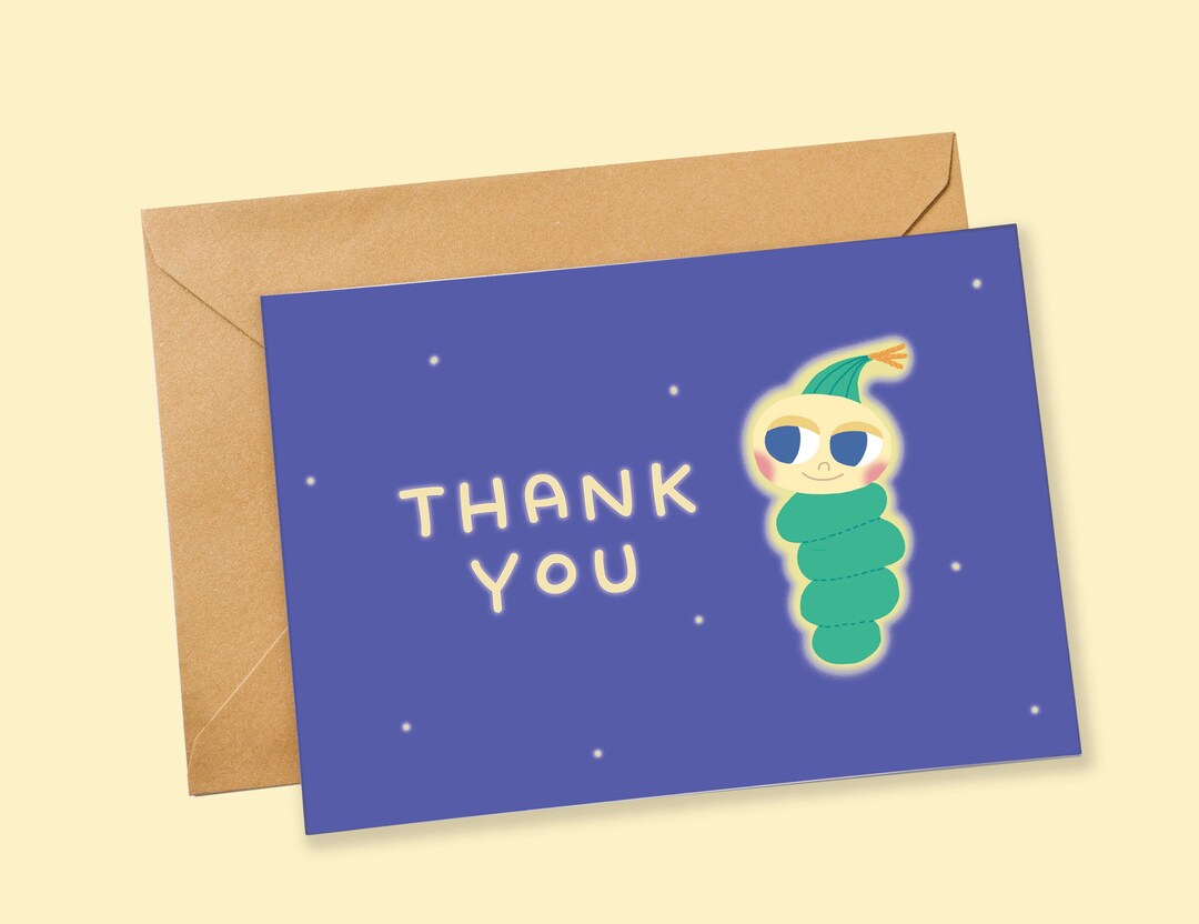 Glow Worm Thank You Card - 1980s Vintage Toy Card - 80s Hasbro Toy Card ...