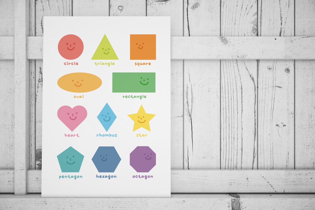 Smiling Shapes Wall Art - Educational Poster for Toddlers - Nursery ...