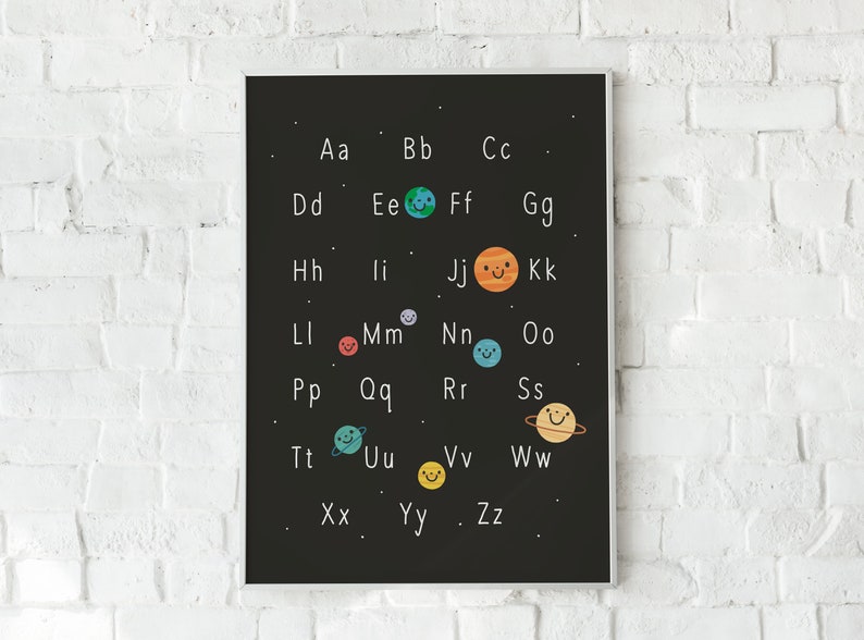 Space Themed Alphabet Print - ABC Wall With Planets - Children Space ...