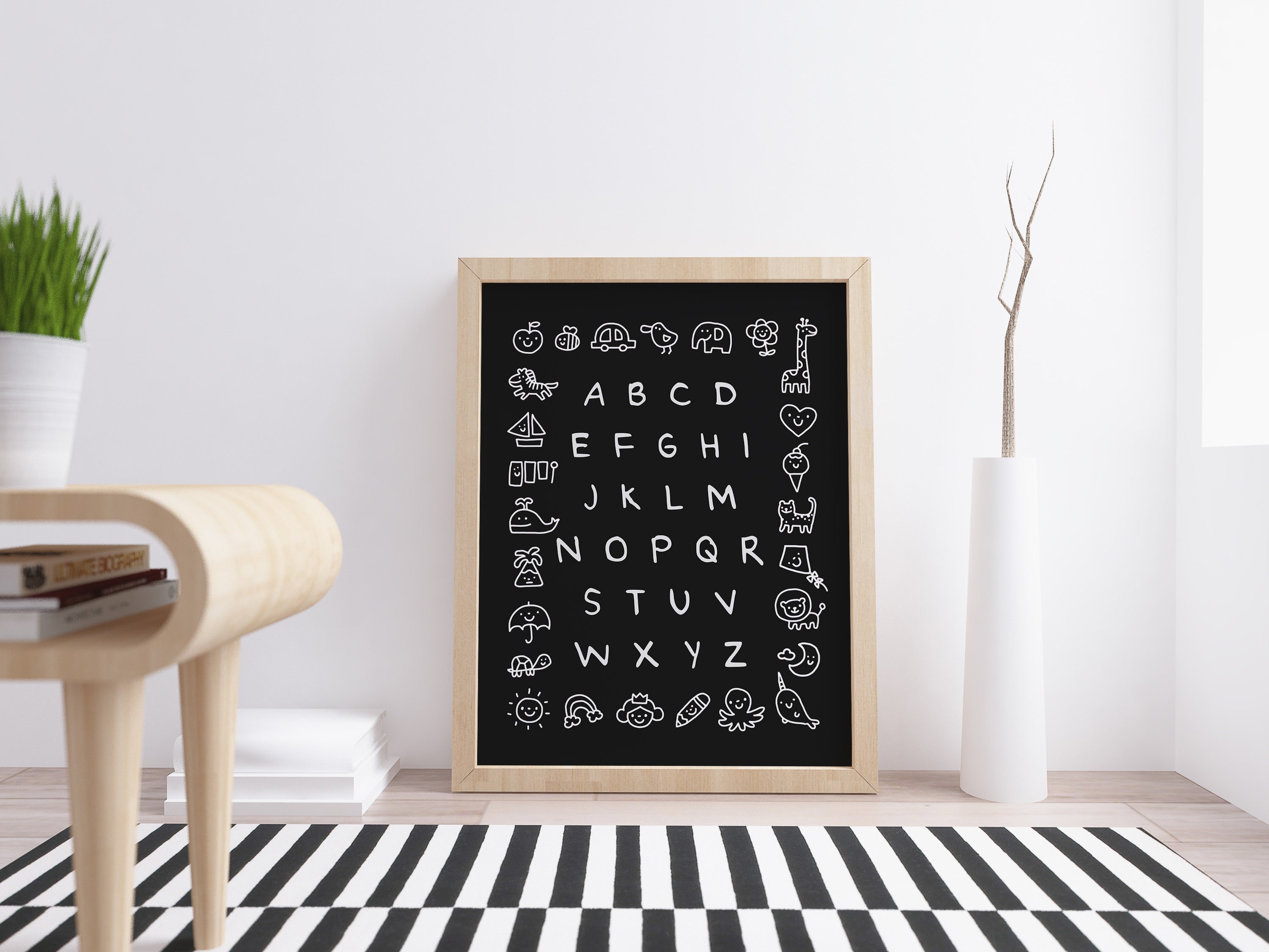 Chalkboard Alphabet Poster - Black and White ABC Poster - Printable ...