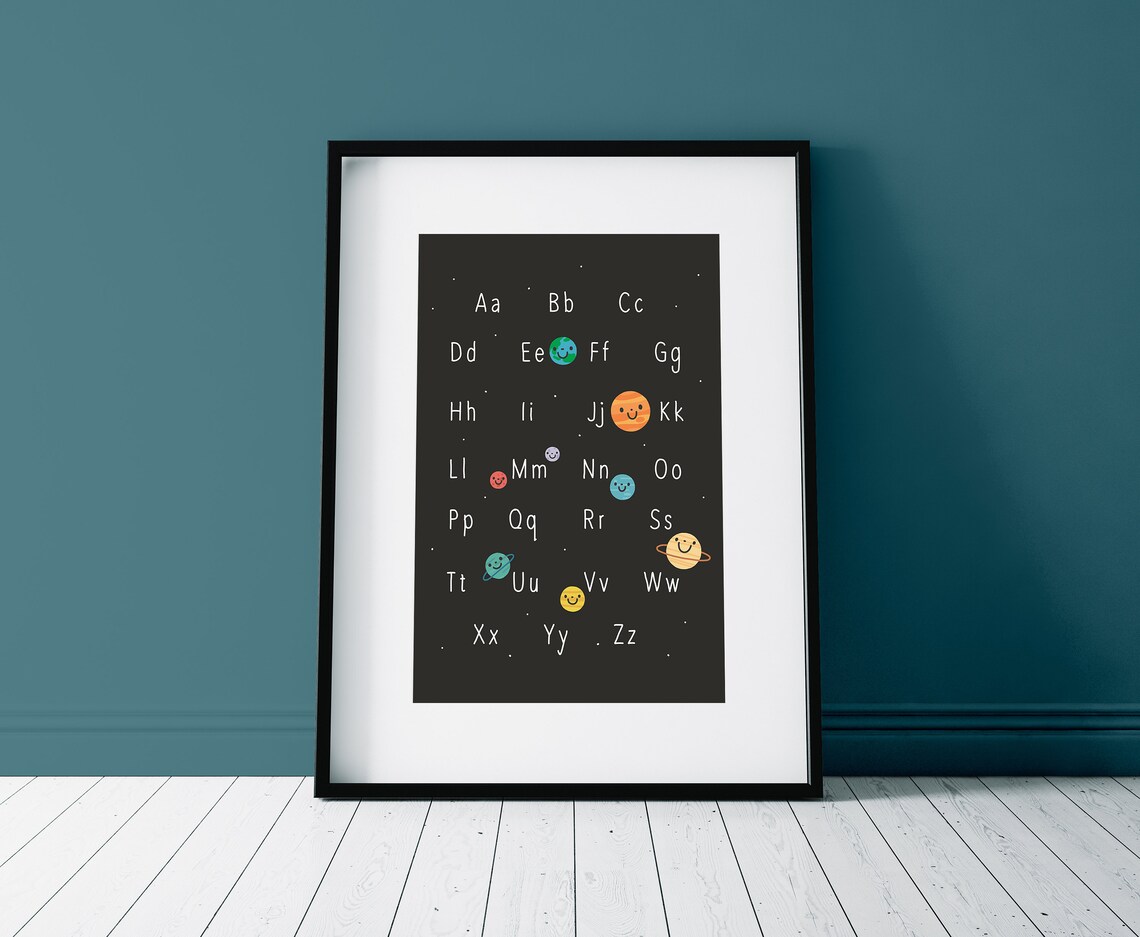 Space Themed Alphabet Print ABC Wall With Planets Children - Etsy