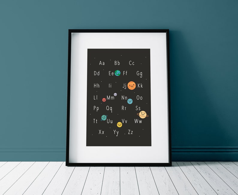 Space Themed Alphabet Print - ABC Wall With Planets - Children Space ...