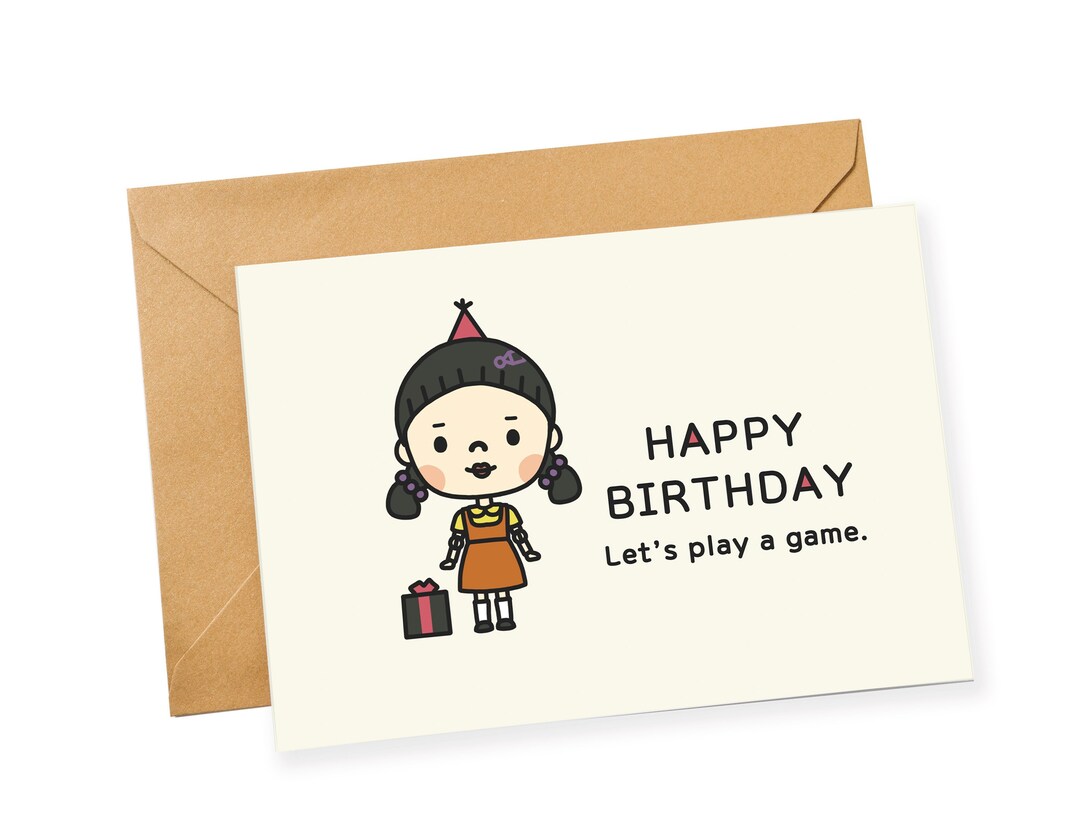 Squid Game Birthday Card - Netflix Birthday Card - 오징어 게임 Card - Red ...