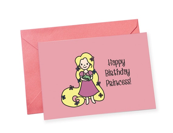 Rapunzel Birthday Card Printable Princess Card Girls | Etsy