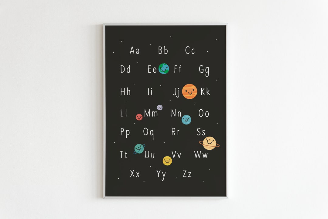 Space Themed Alphabet Print - ABC Wall With Planets - Children Space ...