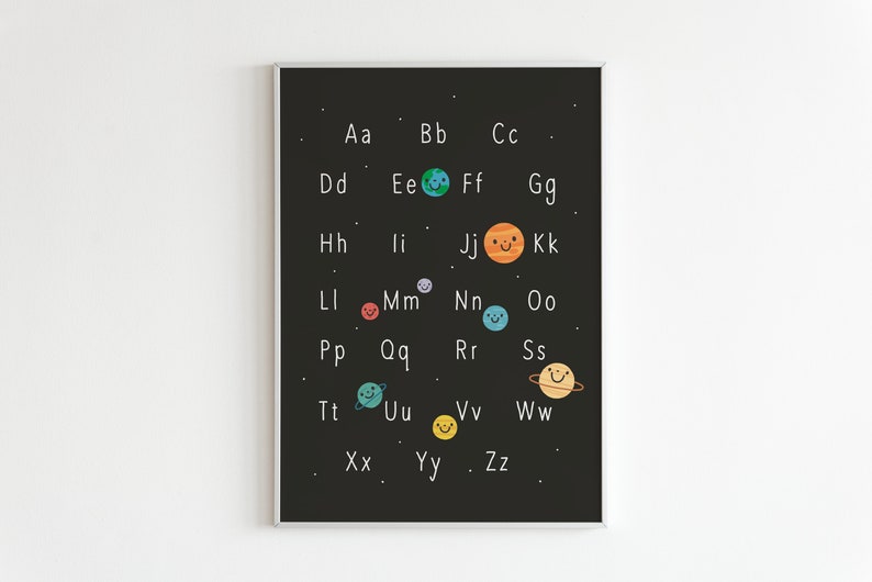 Space Themed Alphabet Print - ABC Wall With Planets - Children Space ...