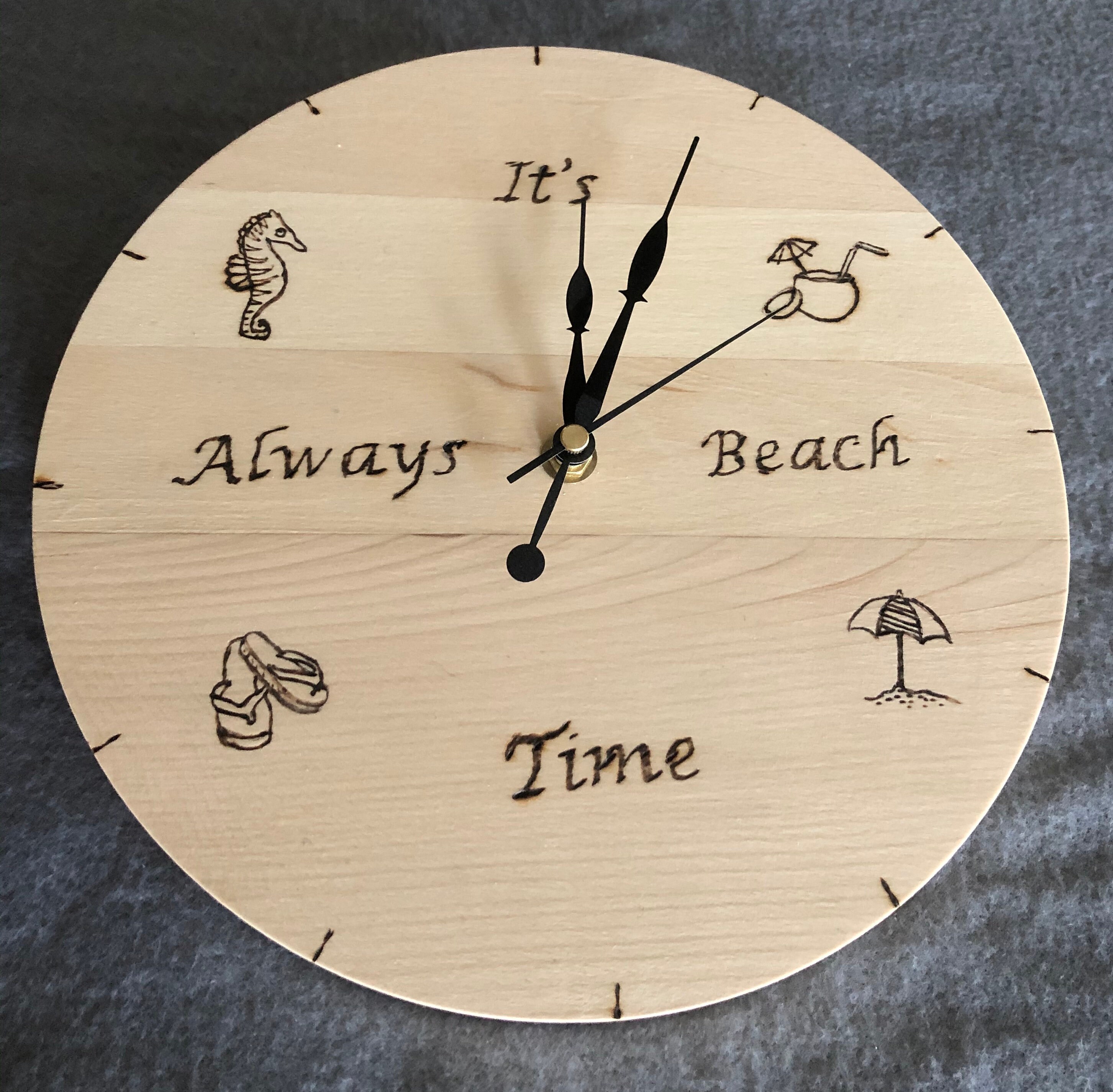 Beach Clock - It's Always Beach Time - Handmade 10" Wooden Clock ...