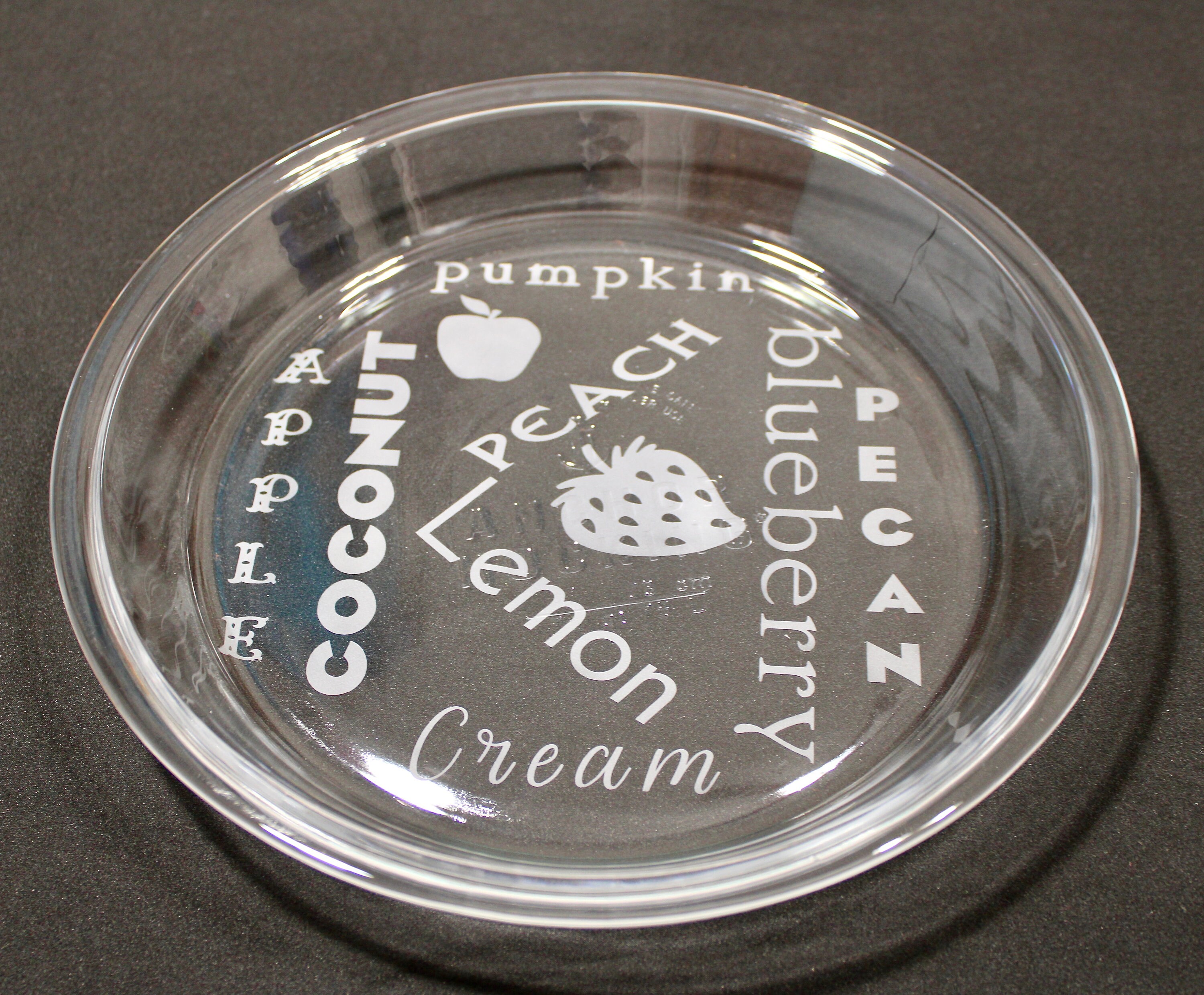 9 Inch Glass Pie Plate/pan Engraved With Favorite Pie Flavors | Etsy