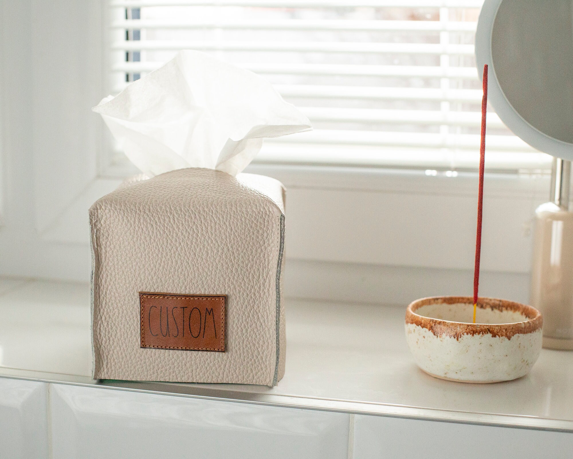 Custom Square Tissue Box Cover Italian Leather - Etsy