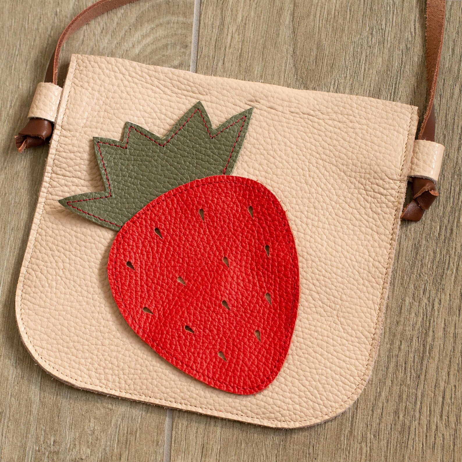 Strawberry Leather Toddler Crossbody Purse: Personalized Kids Handbag ...