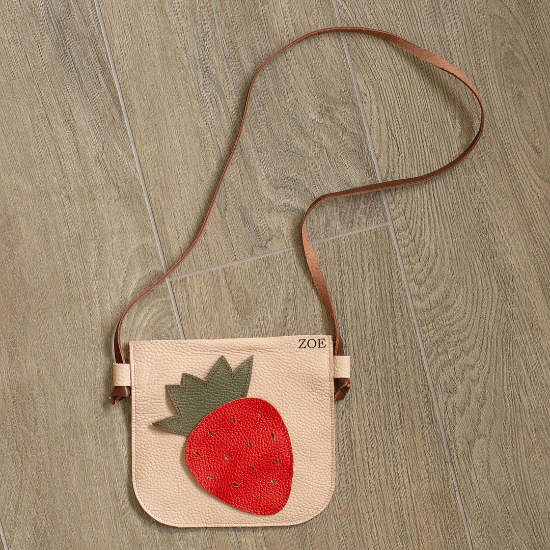 Strawberry Leather Toddler Crossbody Purse: Personalized Kids Handbag ...