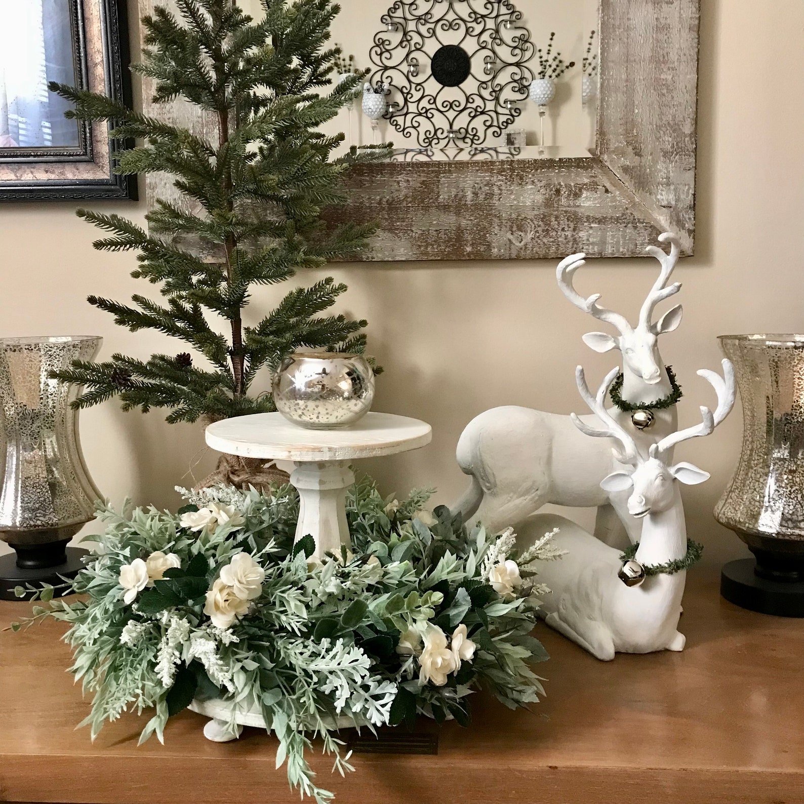 Mini Table Wreath Wreath Centerpiece for Wedding Cottage - Etsy