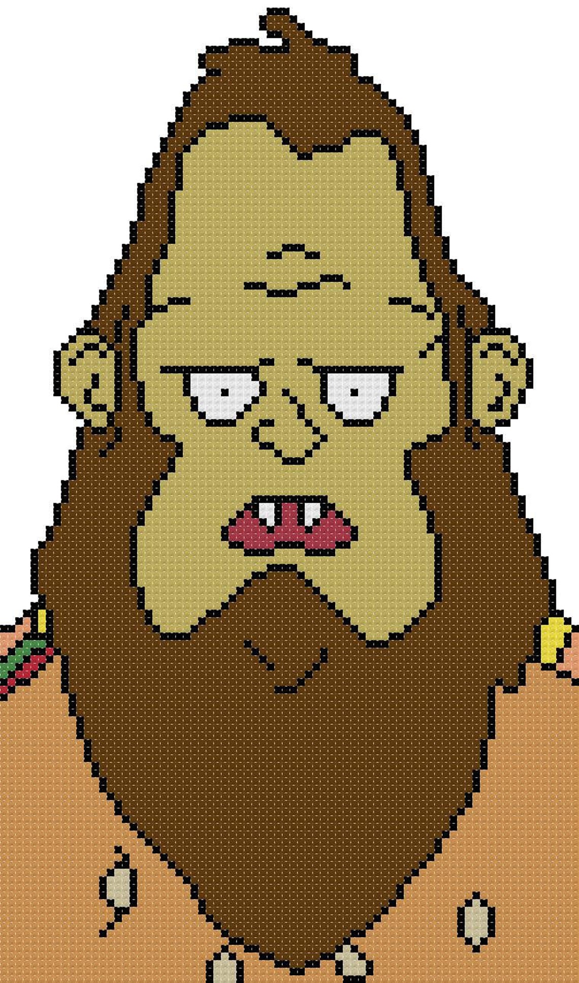 Beefsquatch Gene Belcher Bob's Burgers Cross stitch | Etsy