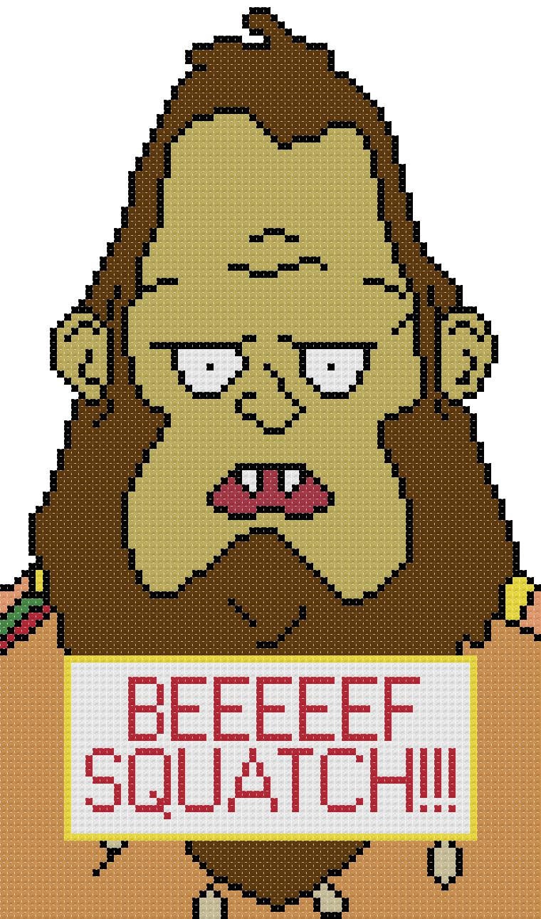 Beefsquatch Gene Belcher Bob's Burgers Cross Stitch Chart, Pattern ...
