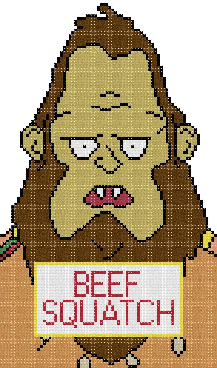 Beefsquatch - Gene Belcher - Bob's Burgers - Cross Stitch Chart ...