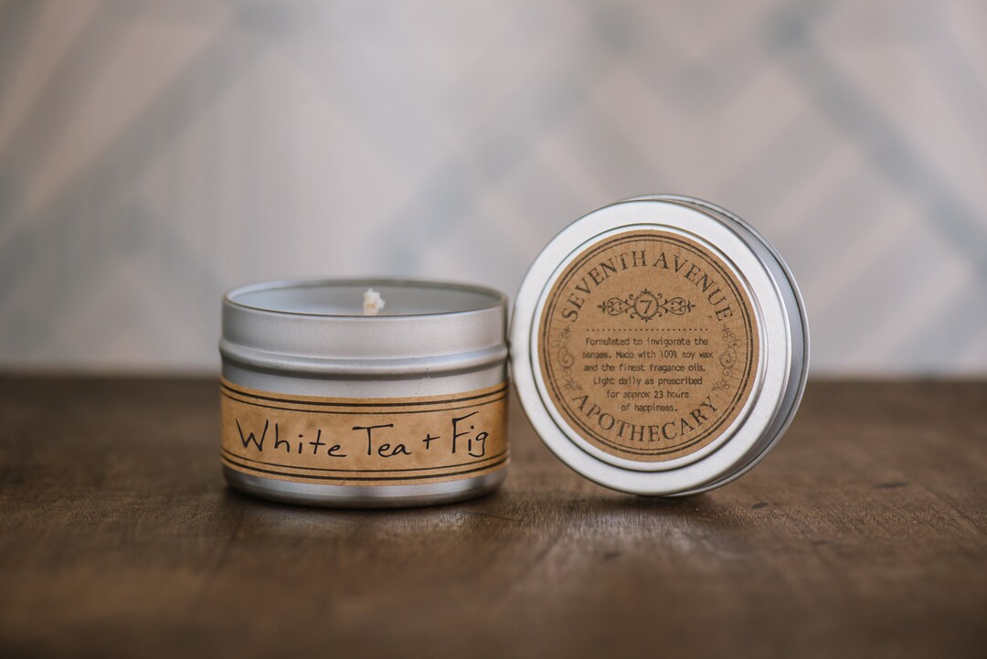 White Tea Fig Mini Tin Candle Fall Scented Luxury Home Fragrance Gifts ...