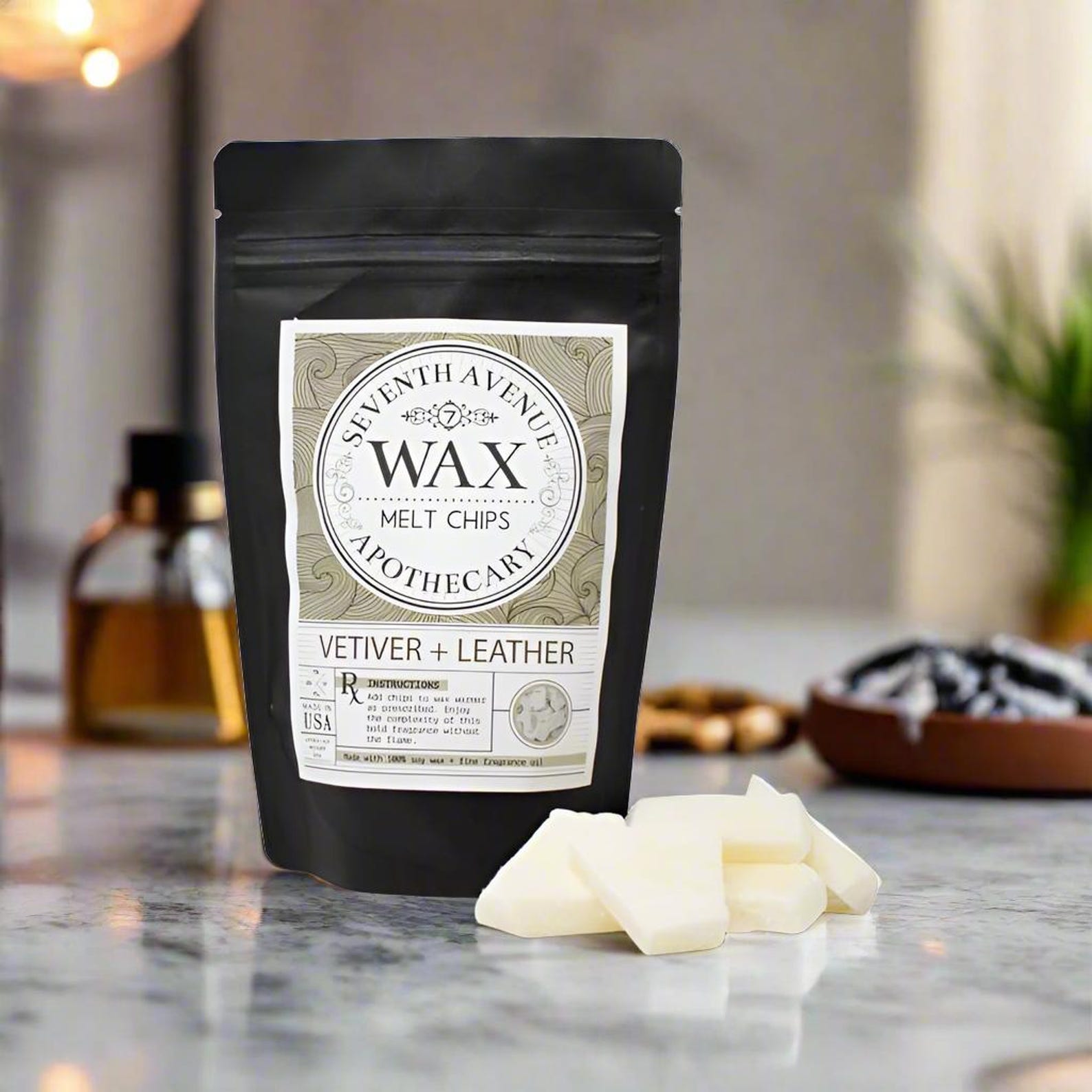 Vetiver + Leather Soy Wax Melt Chips Scented Gift Luxury Home Fragrance ...