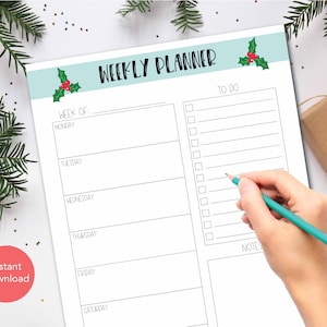 Christmas Weekly Planner Printable, Christmas Planner Page, Holiday ...