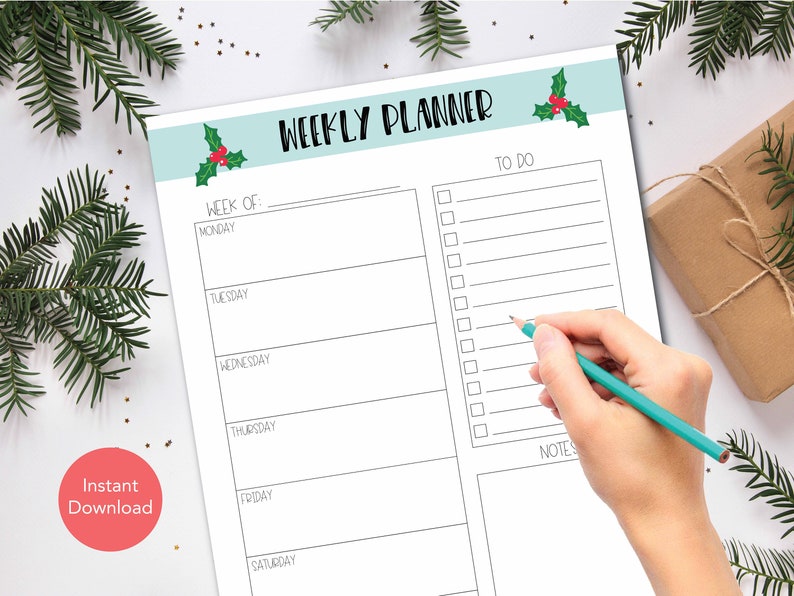 Christmas Weekly Planner Printable, Christmas Planner Page, Holiday ...
