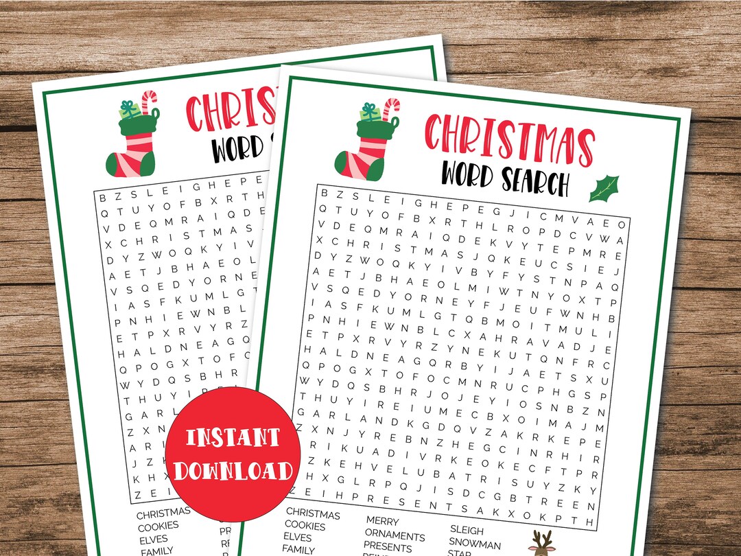 Christmas Activities Kids Word Search Printable, Xmas Holiday Party ...