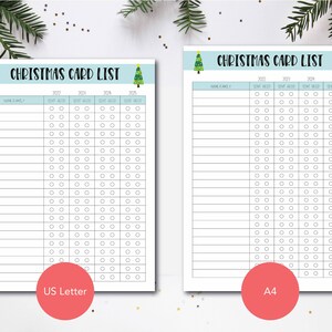 Christmas Card List Printable Christmas Card Tracker Holiday - Etsy