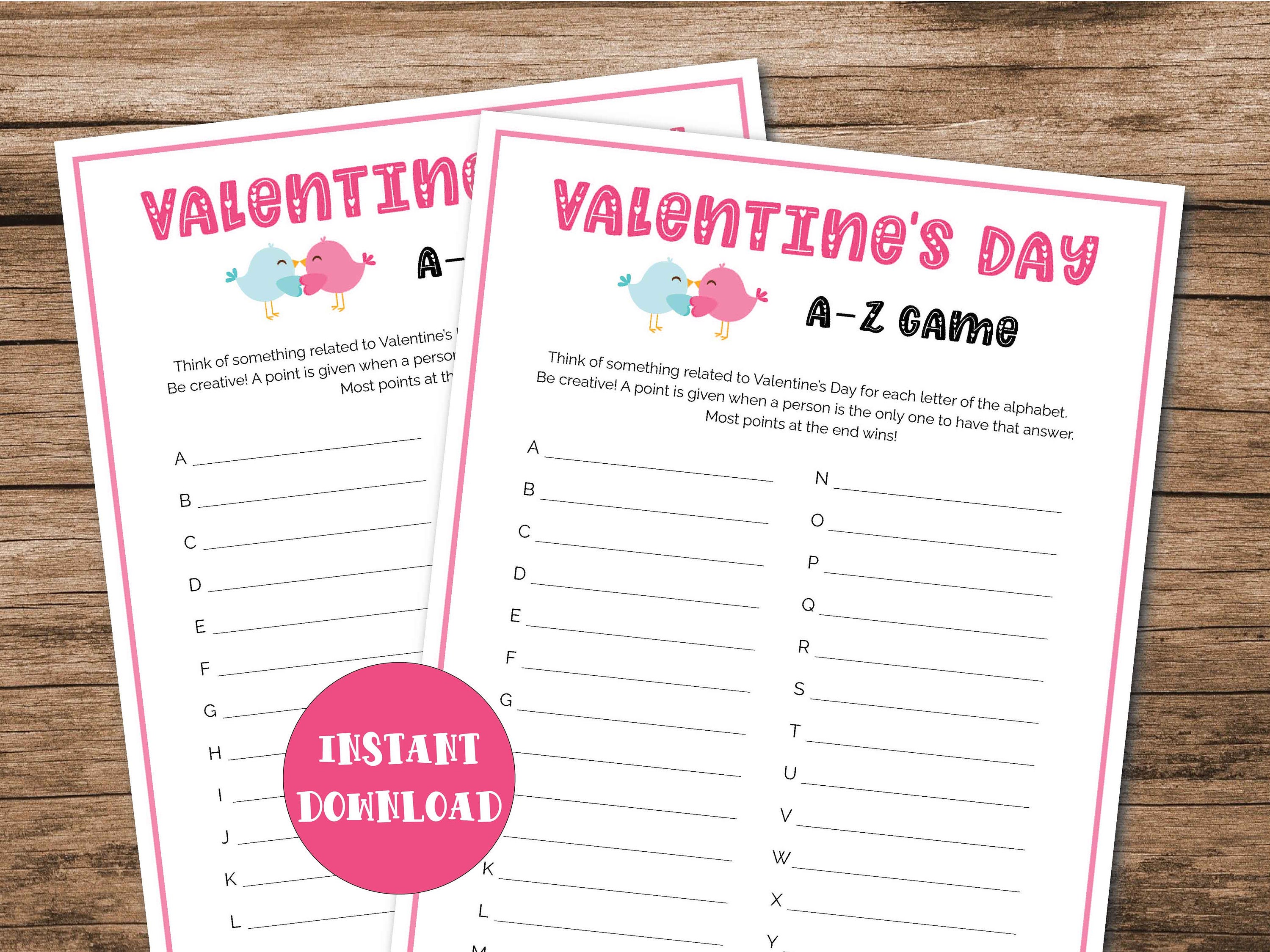 Valentine's Day Activities Kids A-Z Alphabet Game Printable, Vday ...