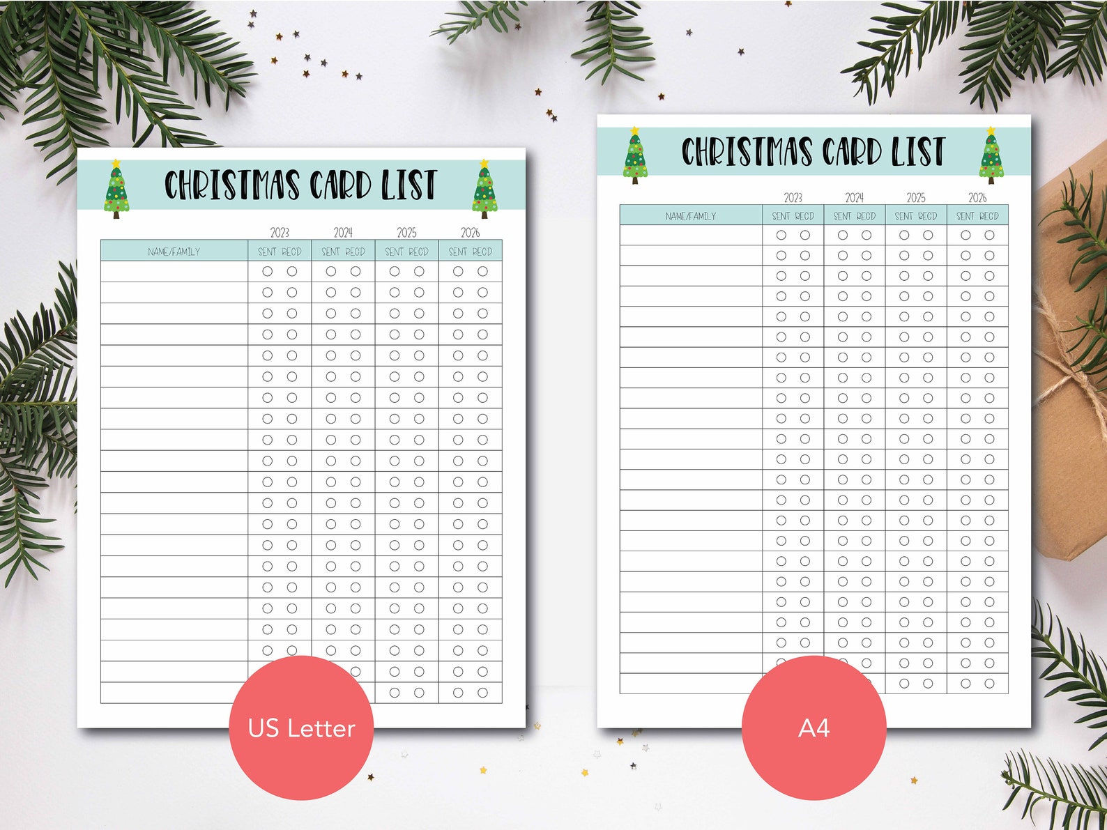 Christmas Card List Printable Christmas Card Tracker Holiday - Etsy Canada