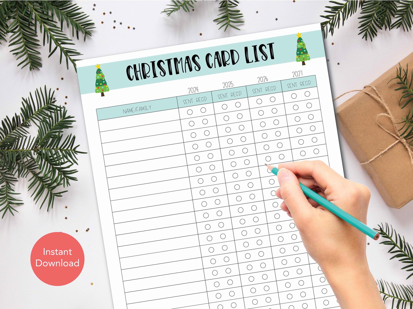 Christmas Card List Printable, Christmas Card Tracker, Holiday Card ...