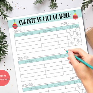 Christmas Gift Planner Printable, Holiday Planning, Christmas Gift ...