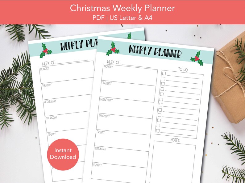Christmas Weekly Planner Printable, Christmas Planner Page, Holiday ...