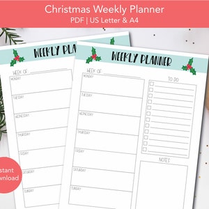 Christmas Weekly Planner Printable Christmas Planner Page - Etsy