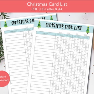 Christmas Card List Printable Christmas Card Tracker Holiday - Etsy