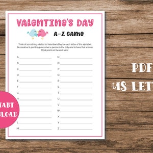 Valentine's Day Activities Kids A-Z Alphabet Game Printable, Vday ...