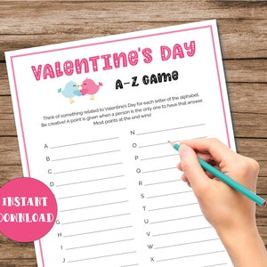 Valentine's Day Activities Kids A-Z Alphabet Game Printable, Vday ...
