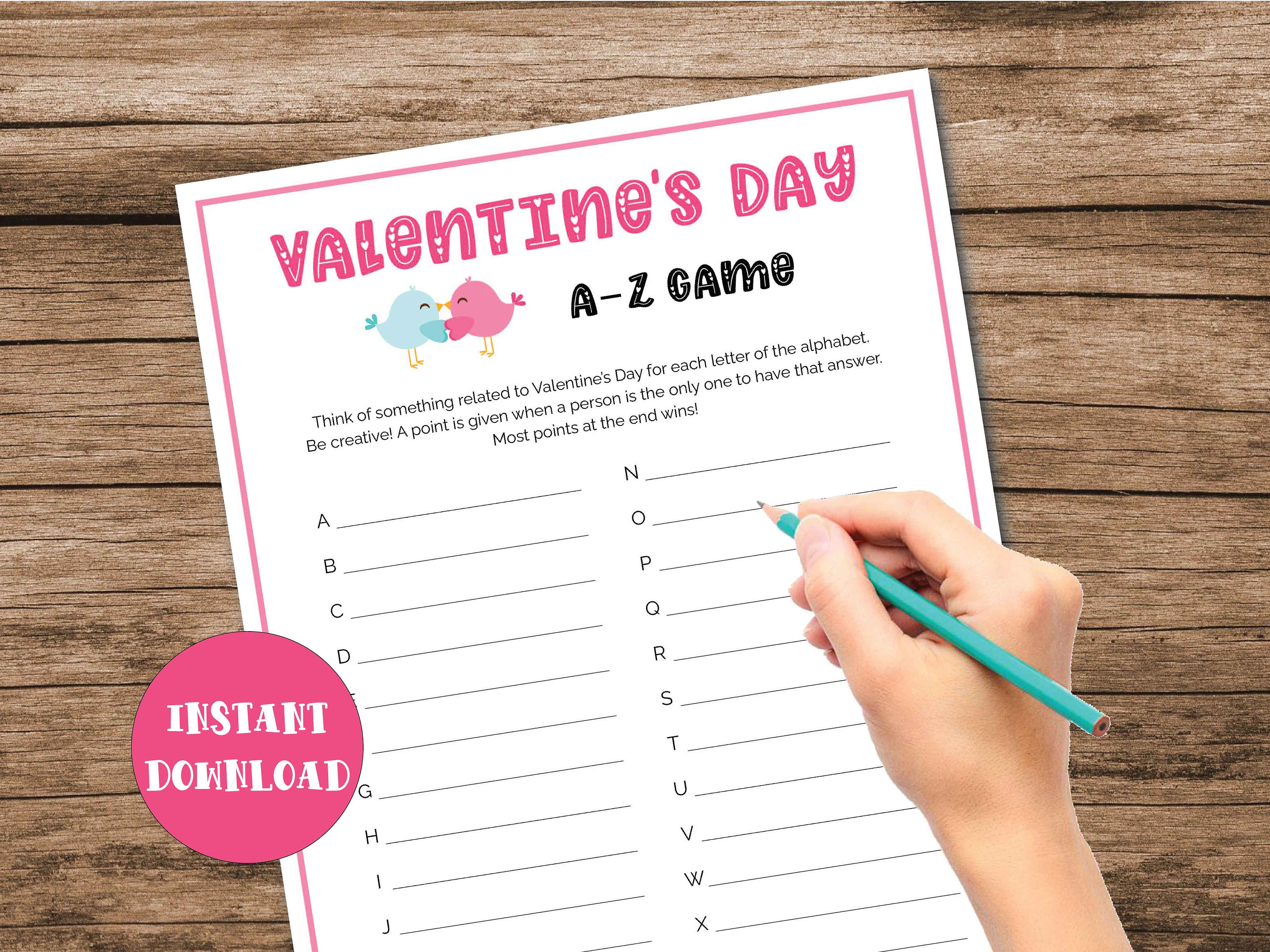 Valentine's Day Activities Kids A-Z Alphabet Game Printable, Vday ...