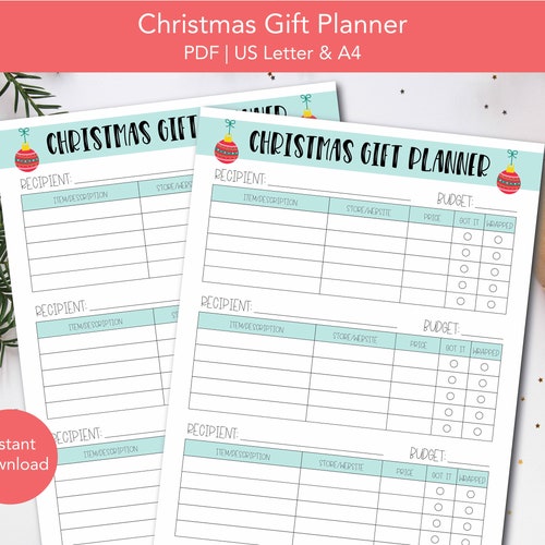 Christmas Gift Planner Printable Holiday Planning Christmas | Etsy