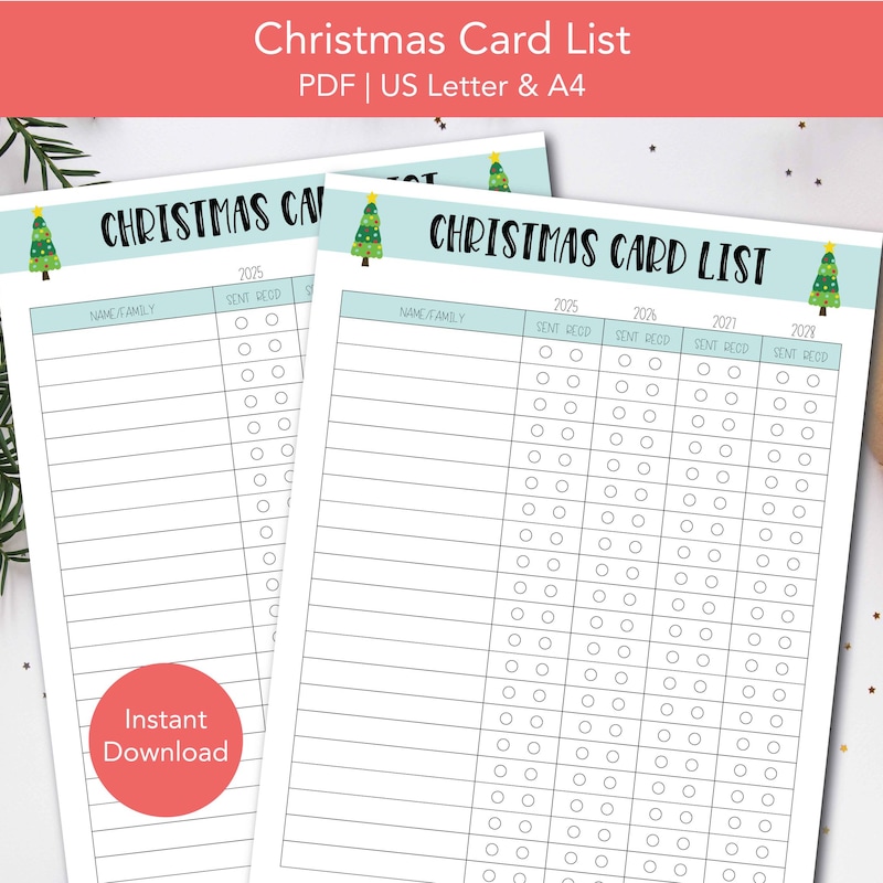 Christmas Card List for 2025 - Etsy